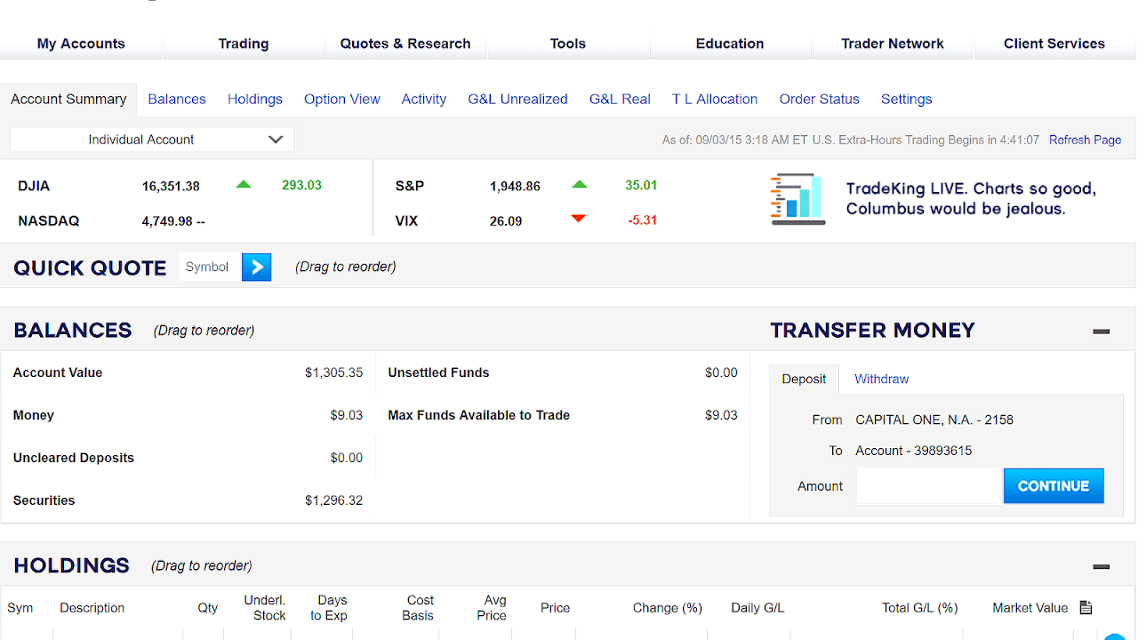 Tradeking Free Trades - Trade Choices