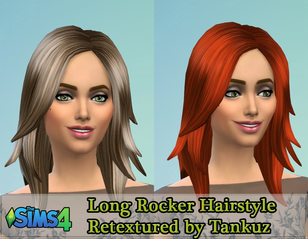 Tankuz Sims 3 Blog: The Sims 4. Long Rocker Hairstyle Retextured by Tankuz