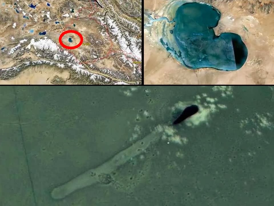 UFOs fly out of a black hole in Lake Aksayqin Hu near Kongka La Pass?