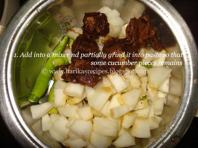 Harika's Recipes: Dosakaya Pachadi / Yellow Cucumber Chutney