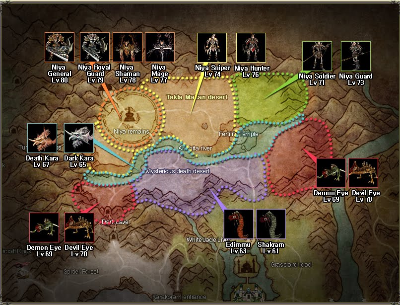 18Polvoz_LTN(SilkRoad): Mapa de Silkroad (mobs) lvl 1 - 90