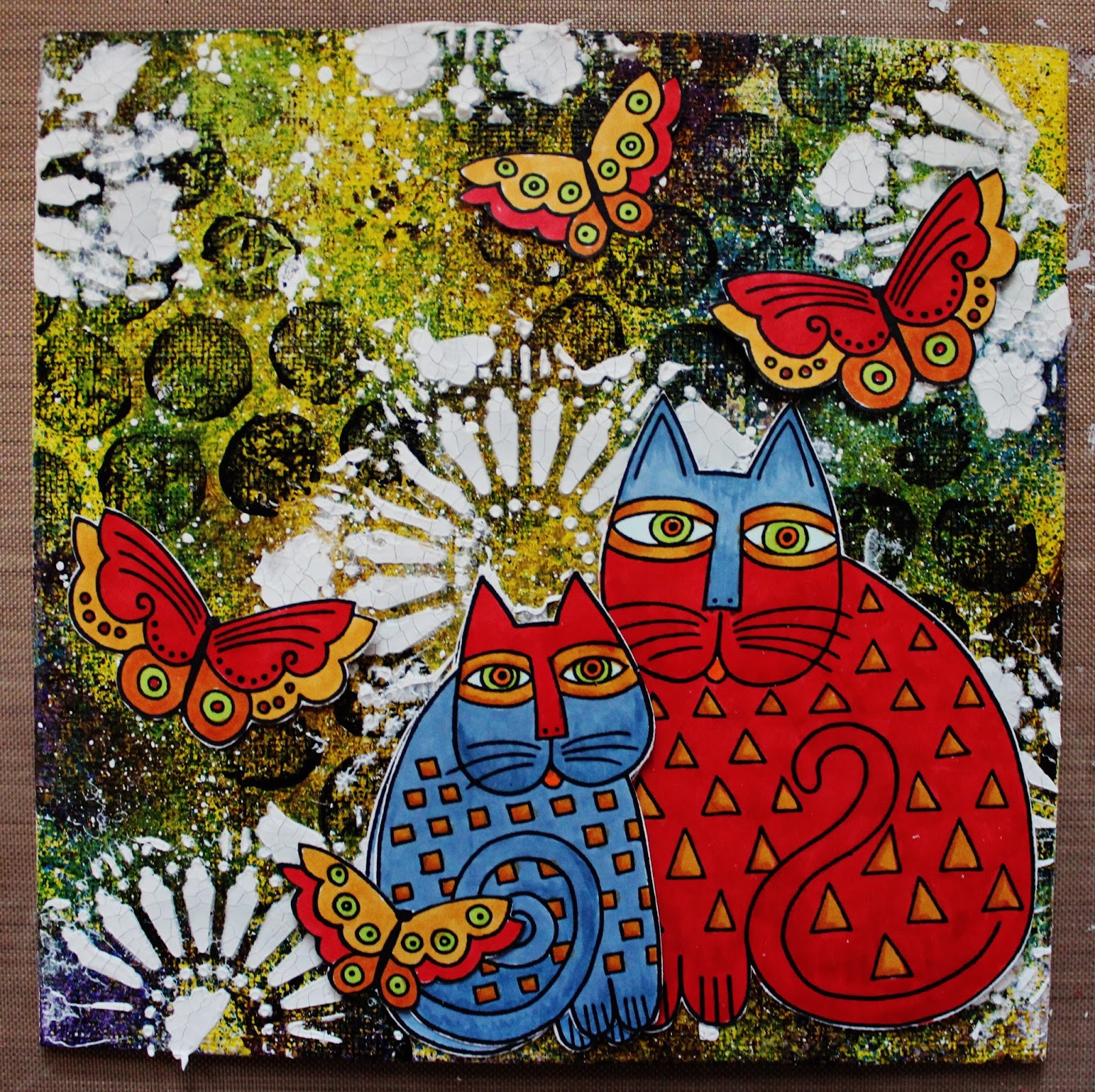 Pam Bray Designs: A Girl with Flair: Indigo Cats Canvas with Stampendous