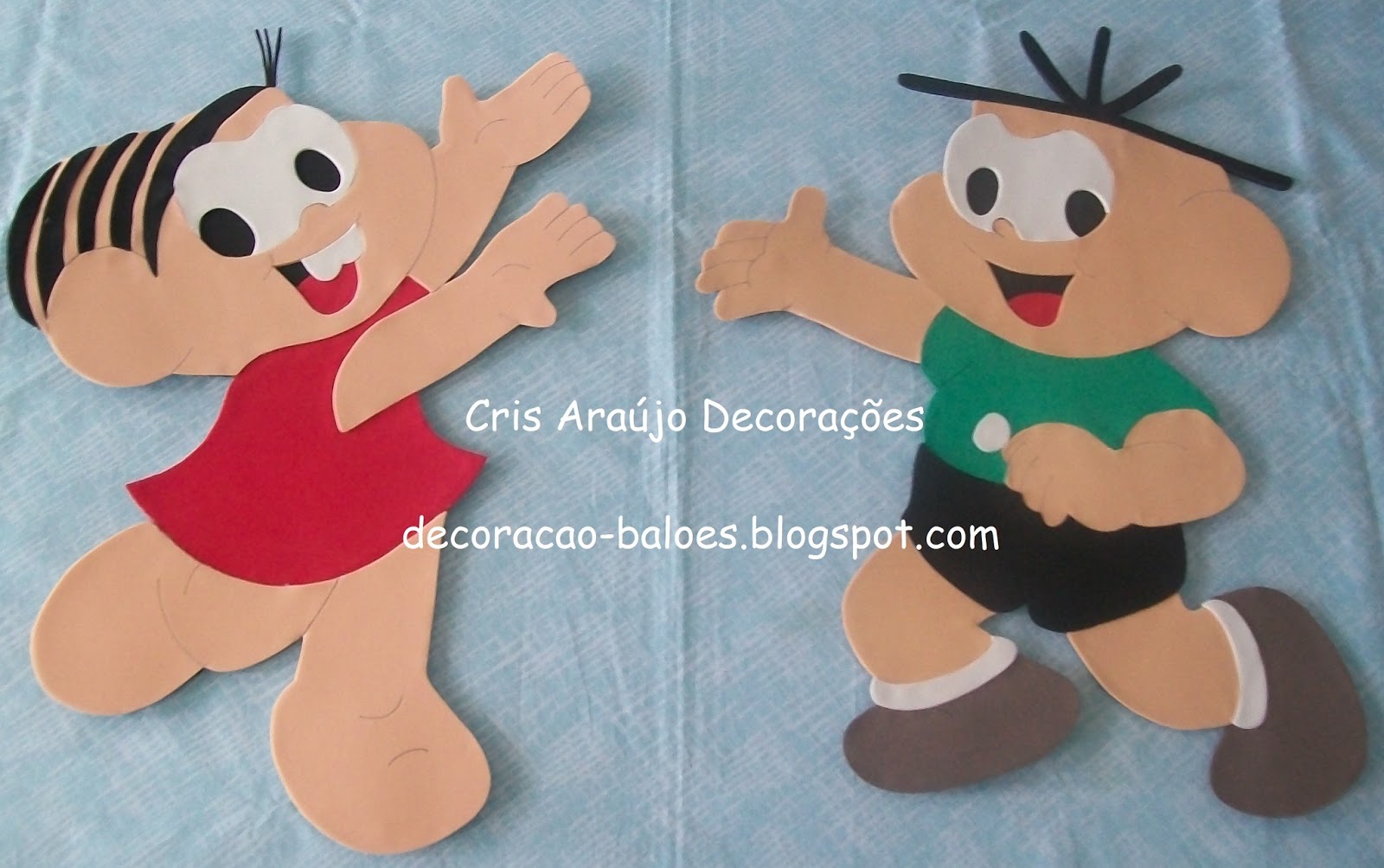 Arte com balões e EVA: EVA: Mônica e Cebolinha painel