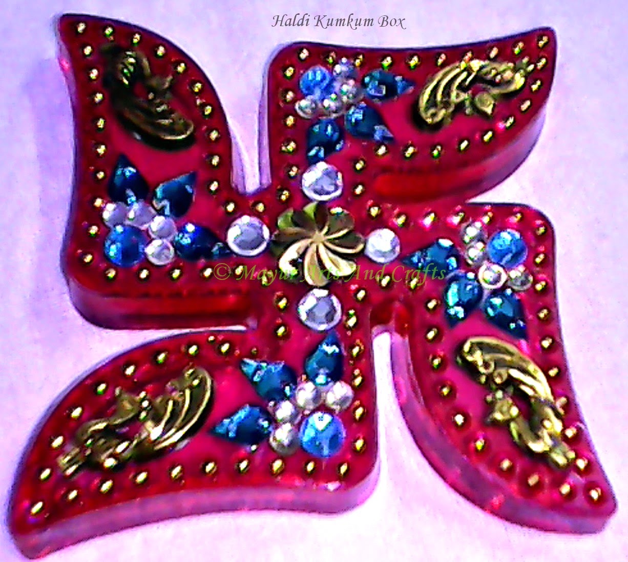 Manjal Kumkum Box - Swasthik Design