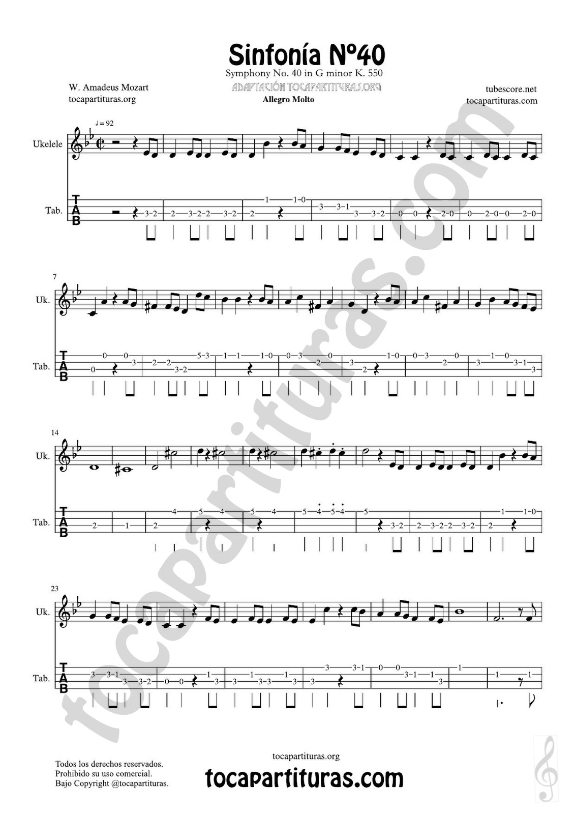 tubescore: Symphony Nº 40 in G minor K550 by Mozart Sheet Music ...