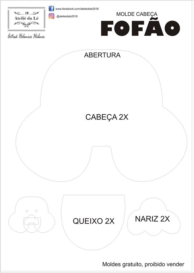 Boneco em Feltro Fofão com Molde Gratis - Molde para Artesanato| Faça ...