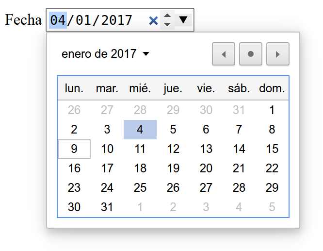 Calendario en html5
