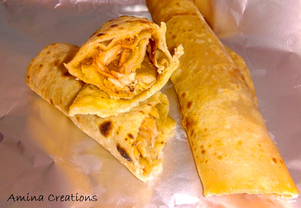 AMINA CREATIONS: CHICKEN TIKKA CHAPATHI ROLLS