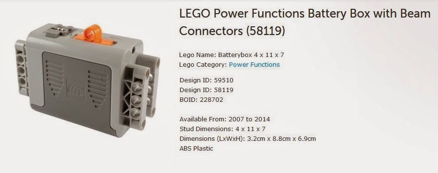 LEGO® 58119 Power Functions 4x11x7 BATTERY BOX w/ Beam Connectors ...
