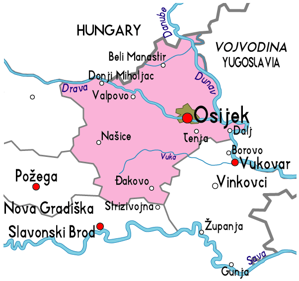 Map of Osijek Province Area | Maps of Croatia Region City Political ...