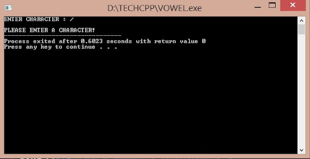 C++ Program to check whether given character is vowel or consonant [DEVCPP/GCC] - TECHCPP