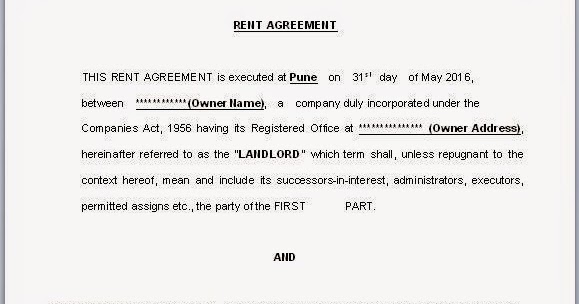 Rent Agreement Format in Word