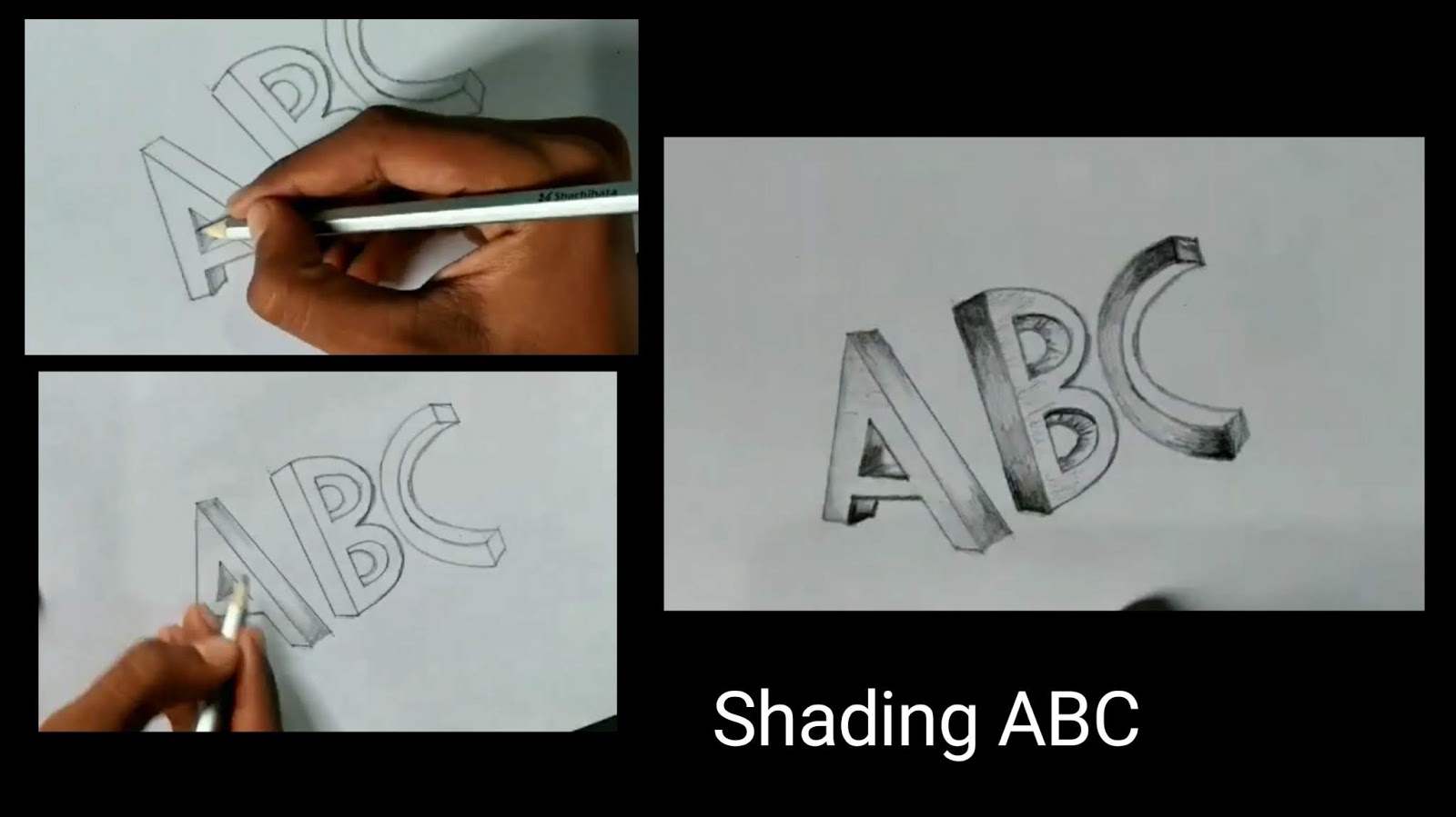 Artofrohit.com: How to draw 'ABC' in 3D from graphite pencils - step by ...
