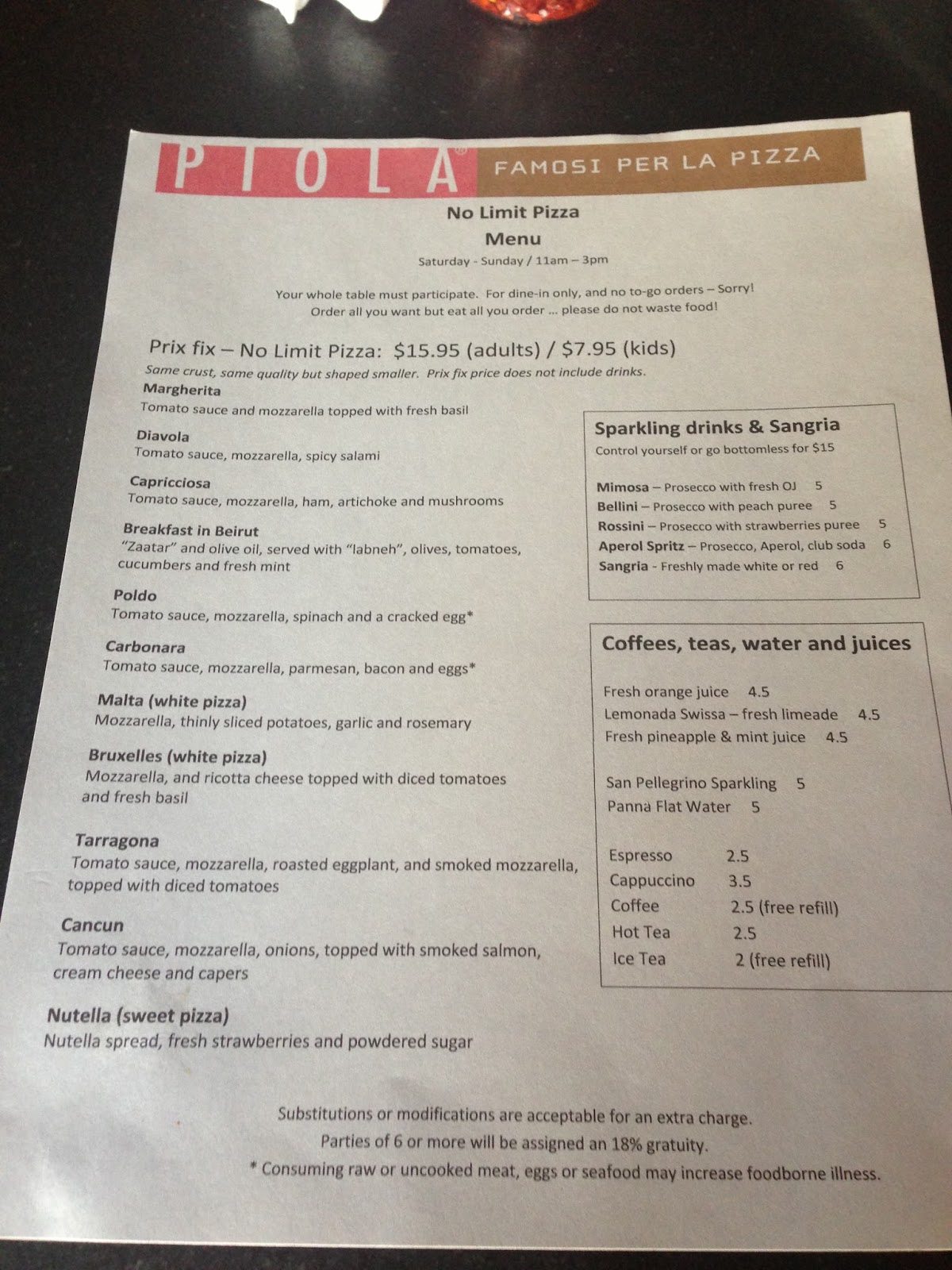 FREE FOOD Happy Hour at Piola (Always) | LindsSays