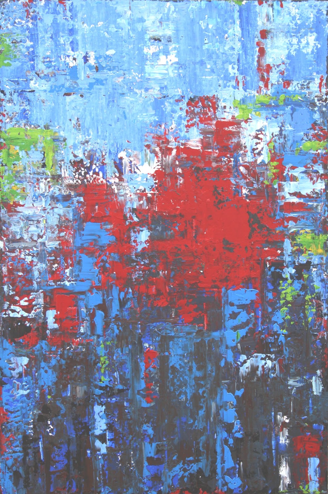 Sage Mountain Studio: Abstract Expressionist Painting in Blue and Red ...