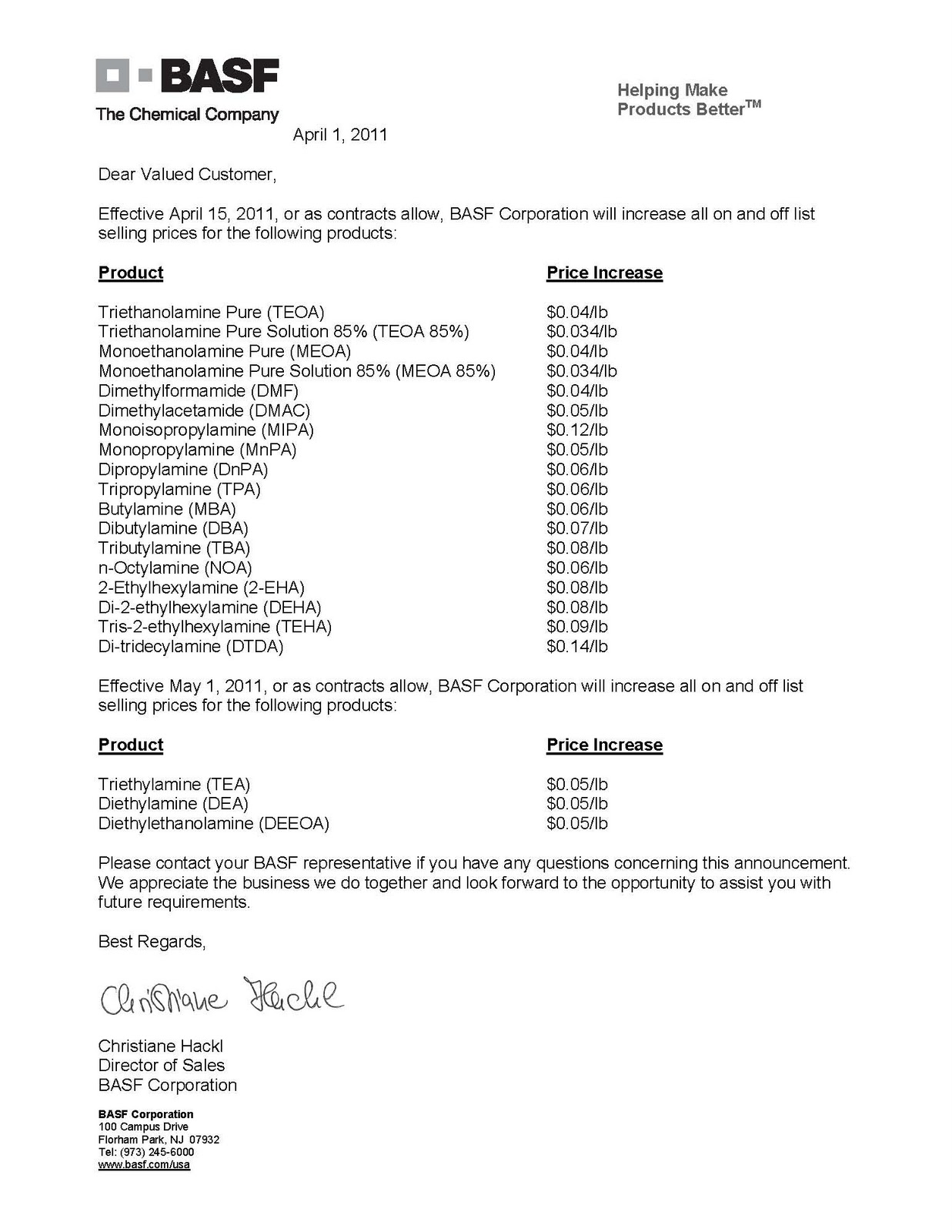 Chemical Market Info from RCU Chemical, LLC.: April 2011