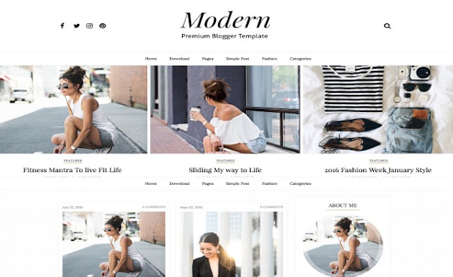 Modern Sidebar Blogger Template - Pro Templates