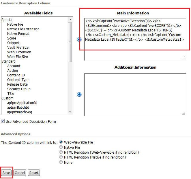 Hostile Coding: Oracle UCM: Customize search view