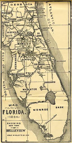 Lake Worth Beach City Limits: Florida Map from 1884