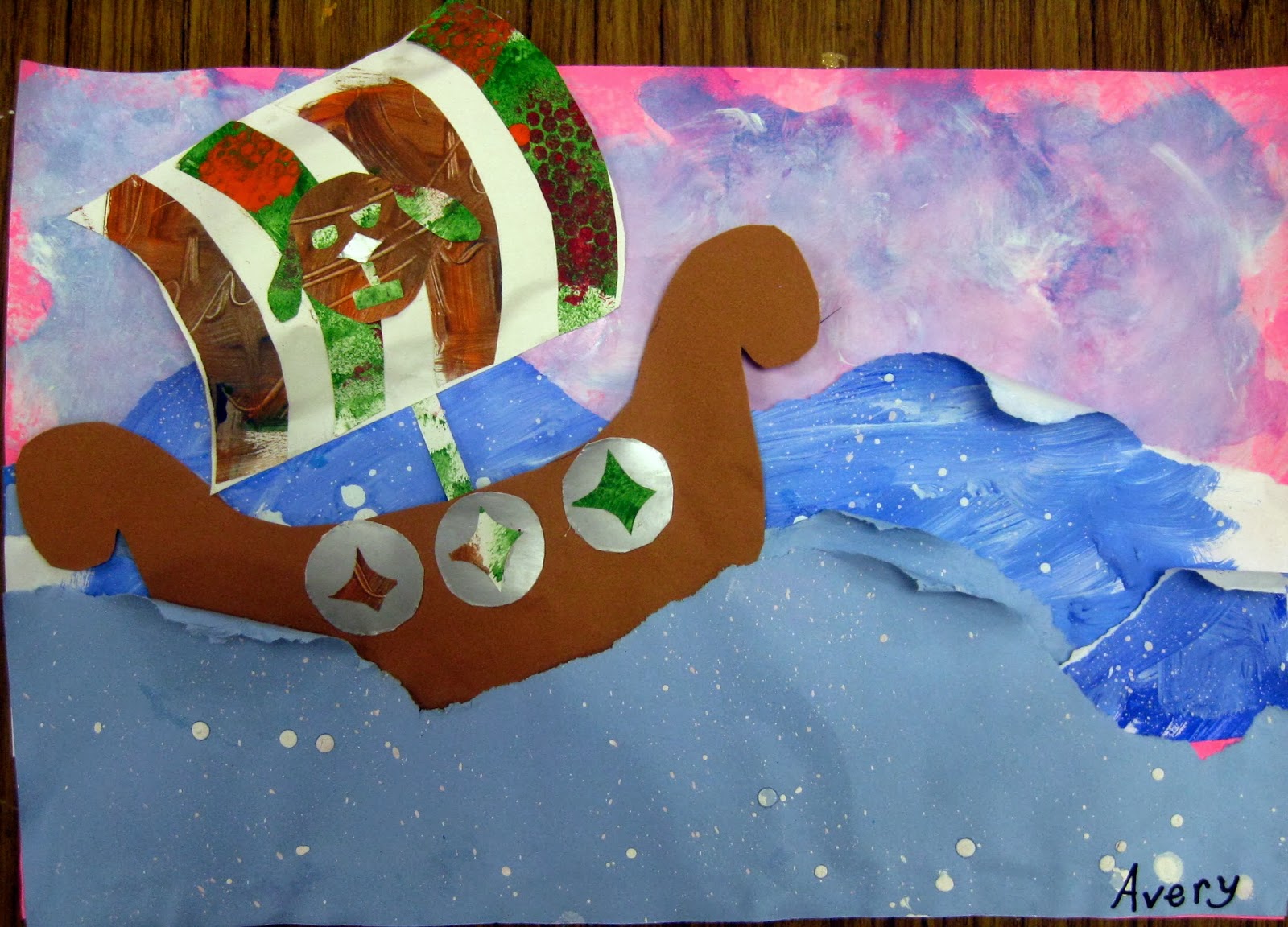 Cassie Stephens: In the Art Room: Viking Ship Collages