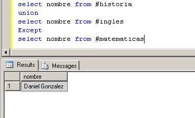 Operaciones de Conjuntos en SQL Server 2005 (UNION, EXCEPT, INRERSECT ...