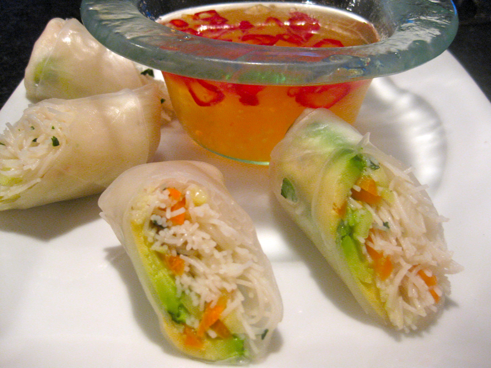 Vanilla & Lace: Fresh Avocado Spring Rolls w/Thai Dipping Sauce