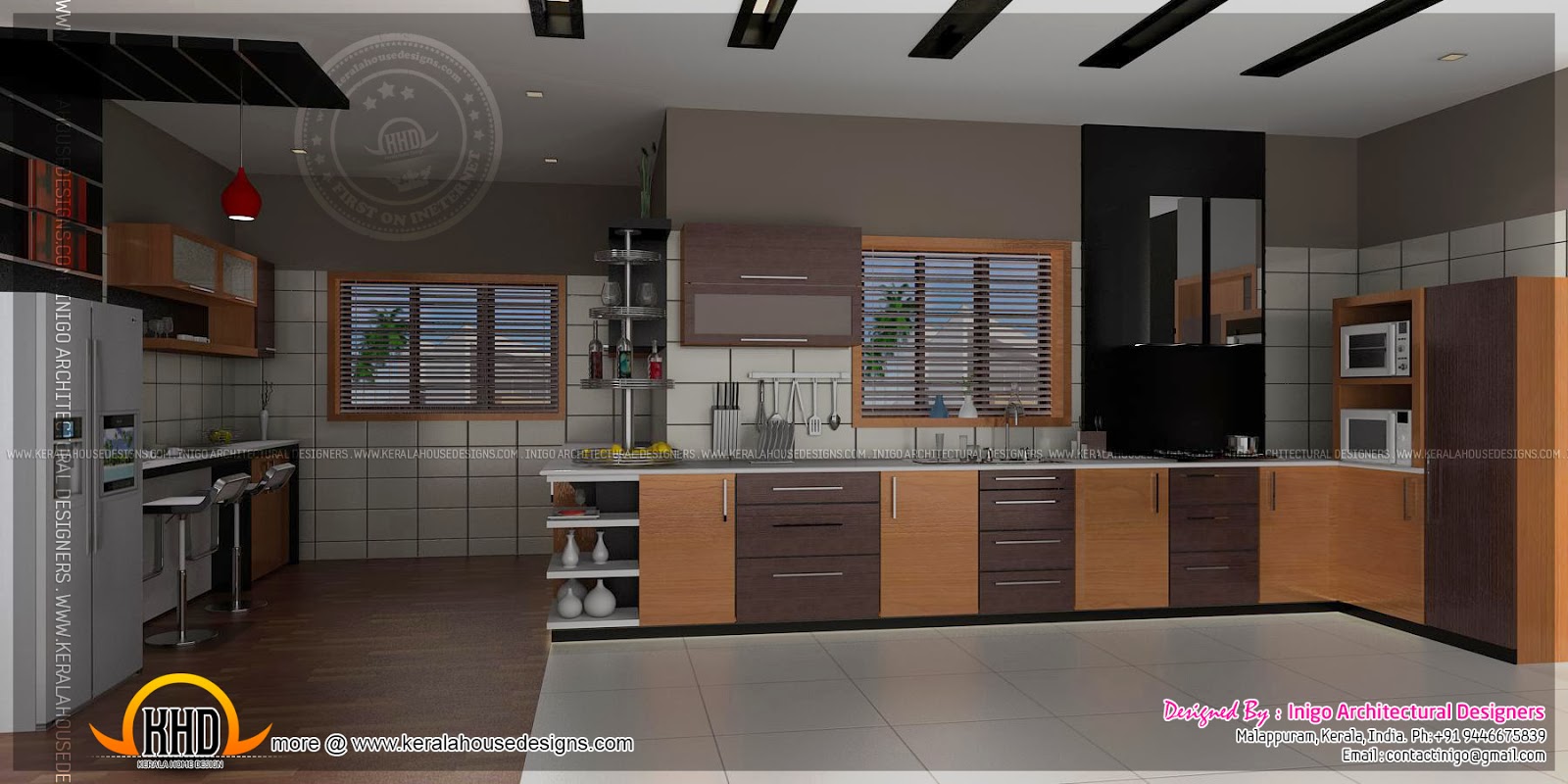 Bedroom and kitchen interiors - Kerala home design and floor plans - 9K ...