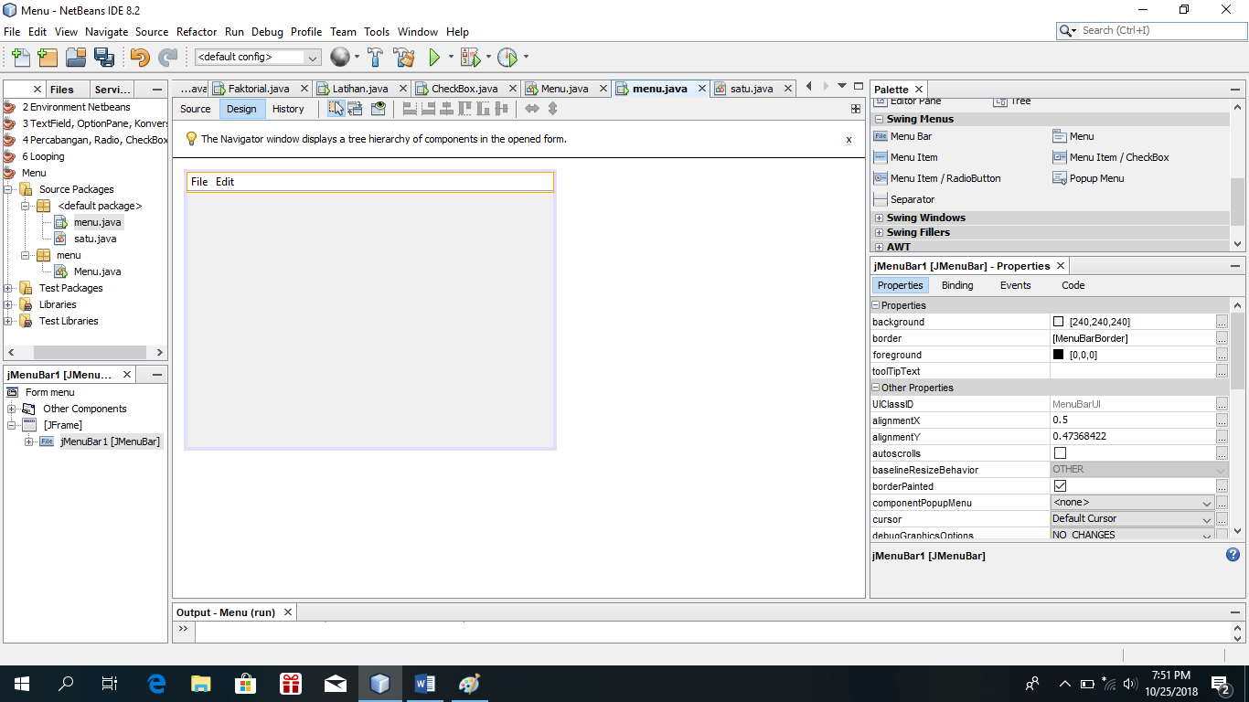 Januar Blog: Cara membuat menu di Netbeans