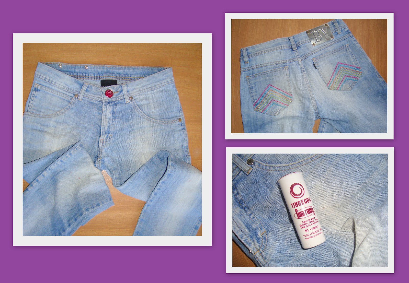 Pricilando...: Jeans novo em 30 min! aprendendo a tingir!!!