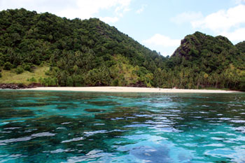 Mahoro Island and White Sand on the Beach