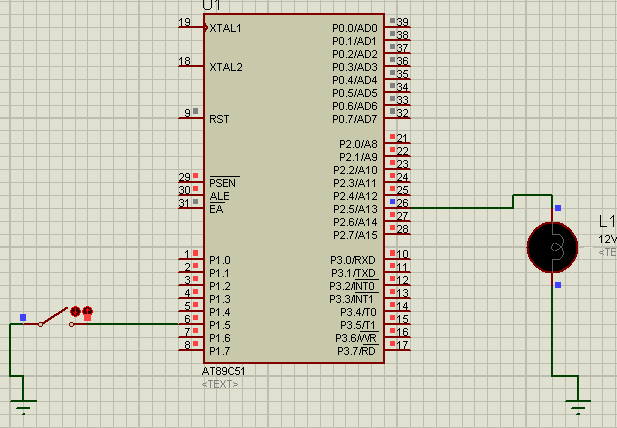 Sympos: Proteus diagram for glowing LED when switch is turned on