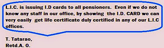 LIC PENSIONERS CHRONICLE: Existence certificate