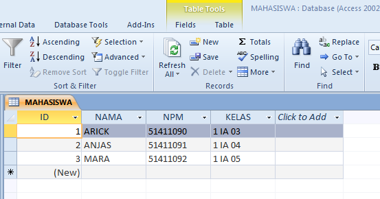 TUTORIAL : Cara Mengkoneksikan Microsoft Access 2003 dengan Visual Basic 6