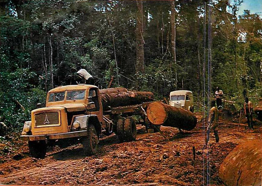 transpress nz: Magirus Deutz logging truck, Gabon, 1960s
