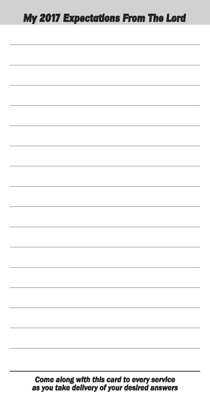 Pray Without Ceasing: 21 Days Prayer and Fasting Expectation Card for 2017