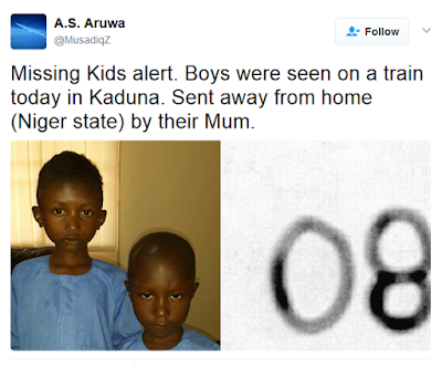Photos: Young children sent away by their mother found on a train in Kaduna