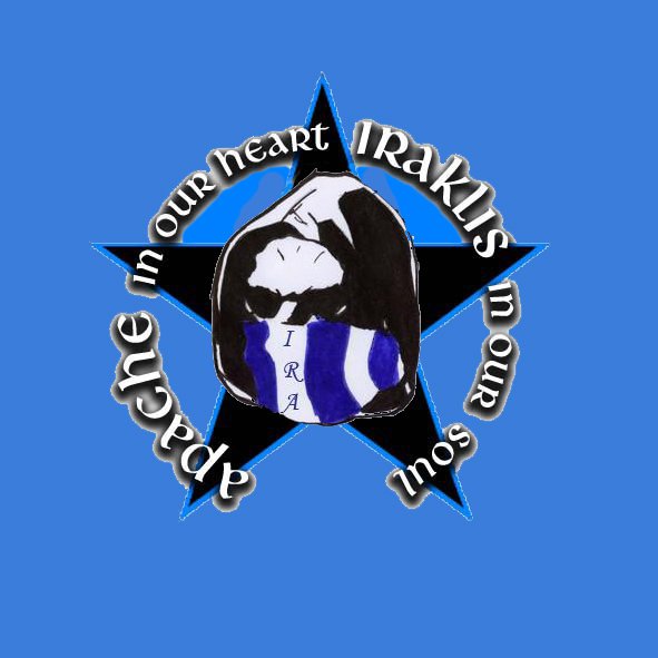 Iraklis Ultras logos: Apache in our heart Iraklis in our soul