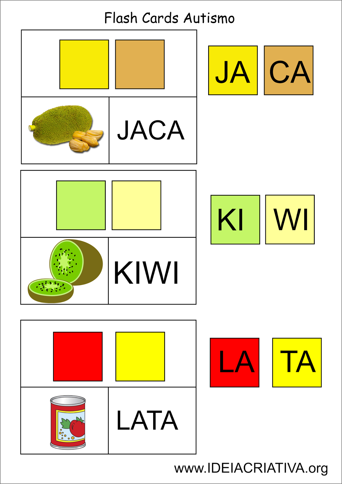 Flash Cards Letra Sílaba Autismo | Ideia Criativa - Gi Carvalho ...