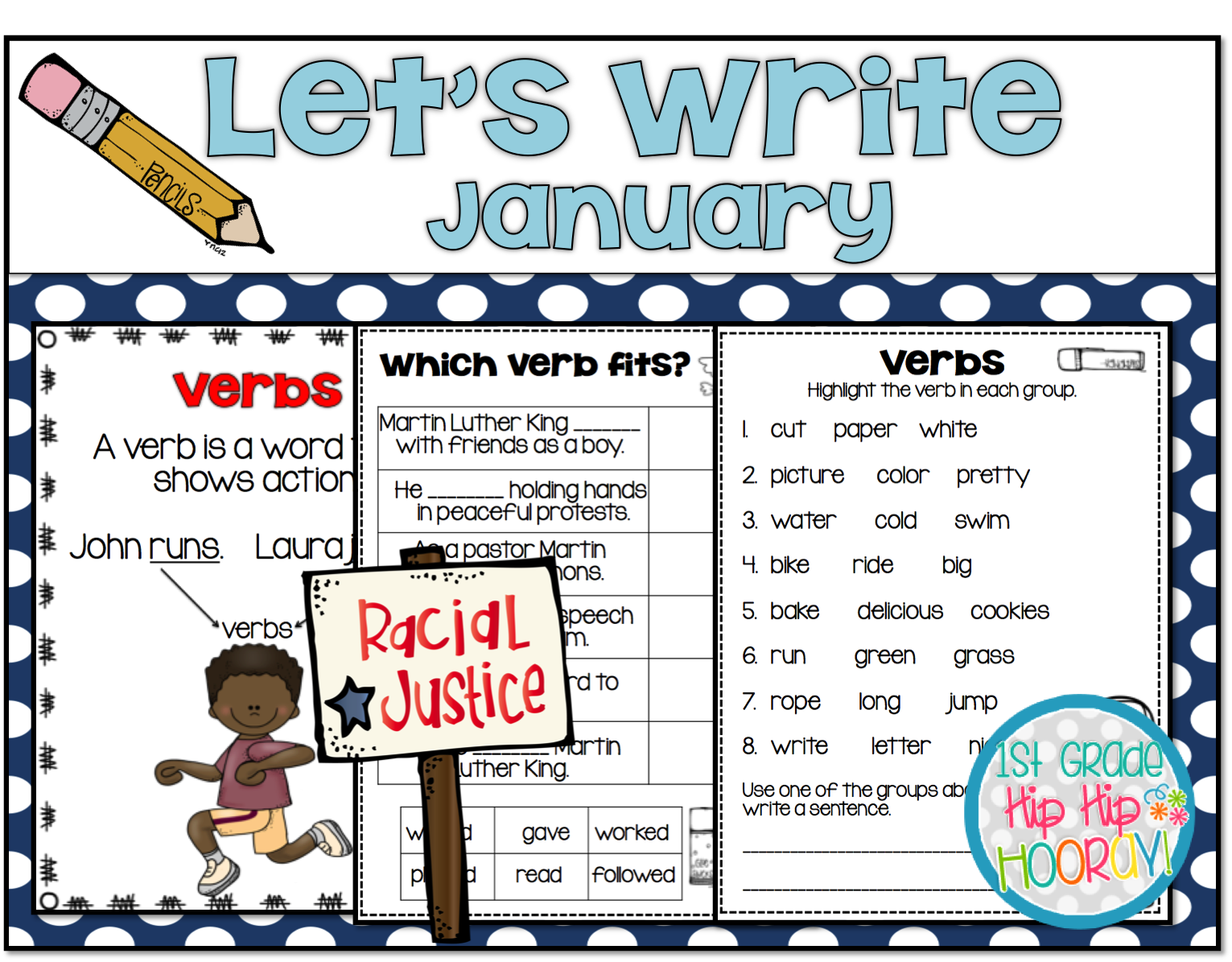 1st Grade Hip Hip Hooray!: Let's Write January
