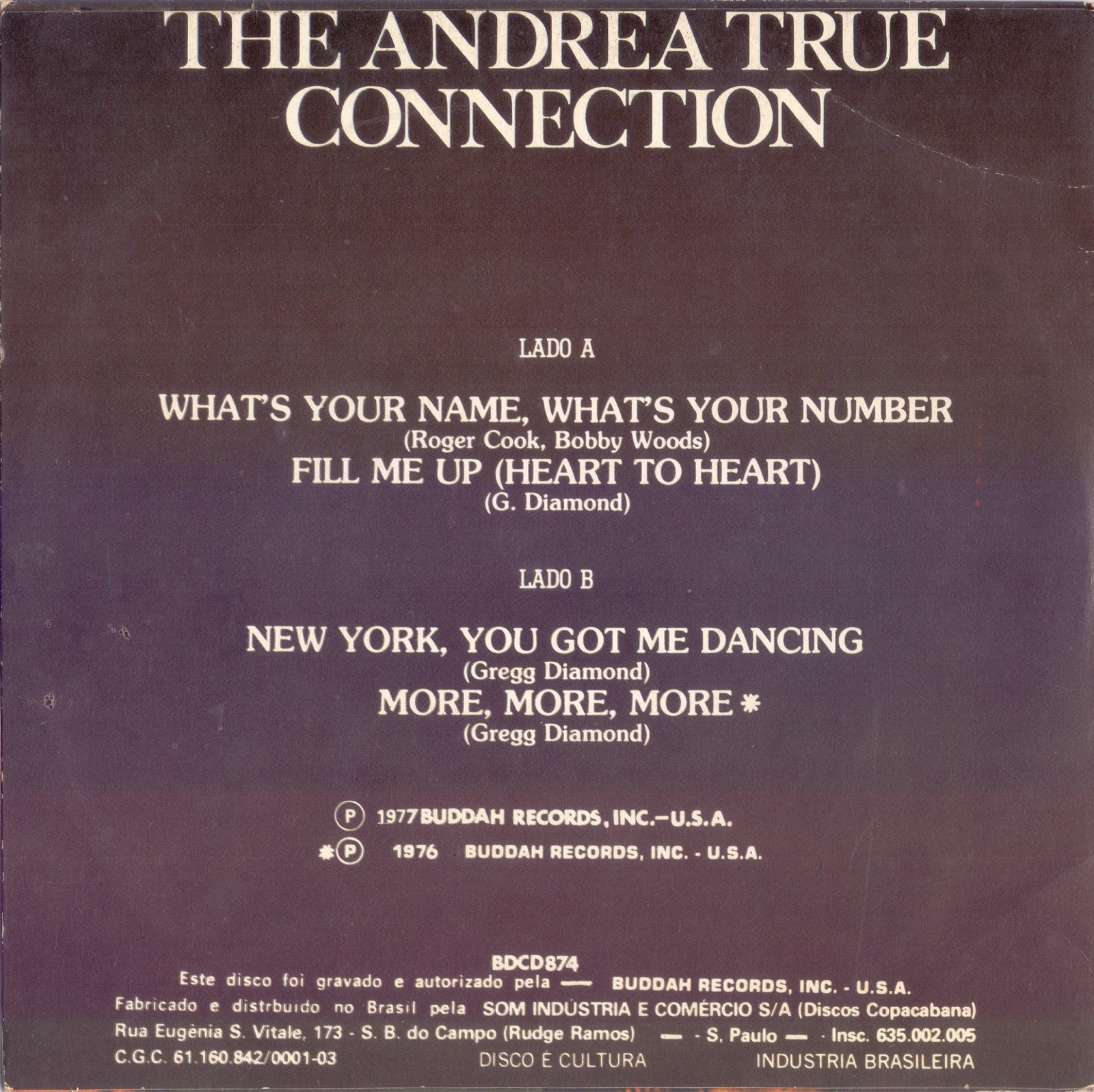 SCAN LABEL LP SINGLES: Andrea True Connection ‎– What's Your Name, What ...