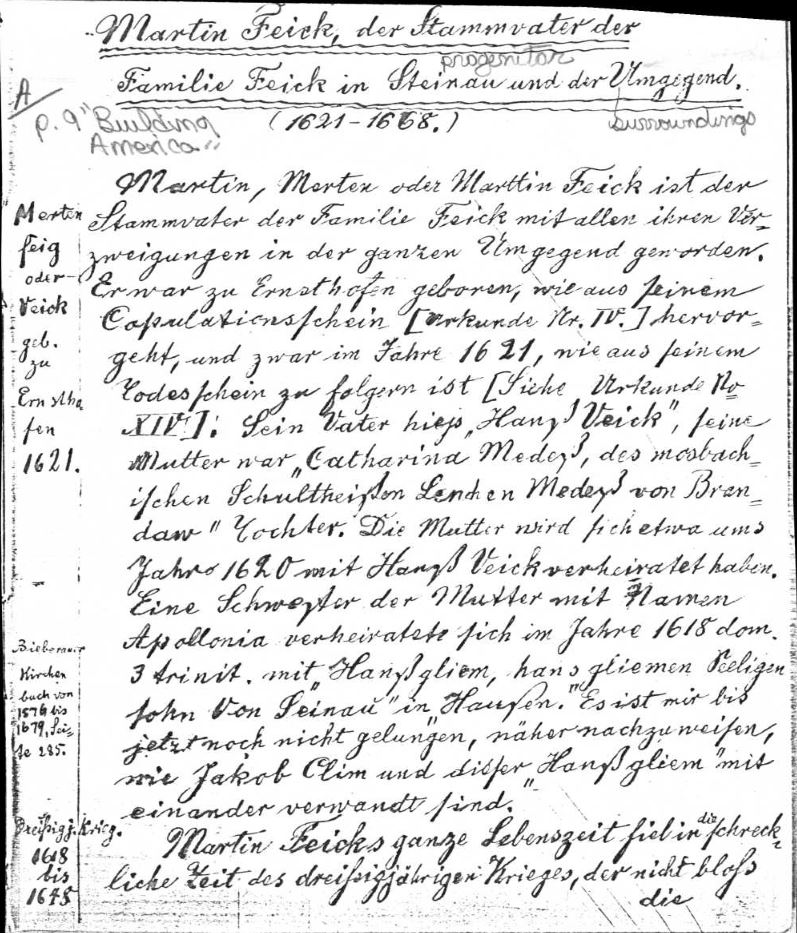 The Feick Family of Groß-Bieberau Germany: Martin Feick - founder of ...