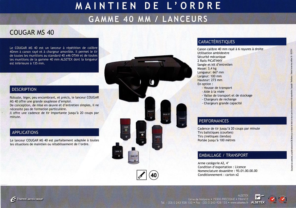 Blog de las Fuerzas de Defensa de la República Argentina: Lanzagranadas: Alsetex Cougar MS de 40 ...