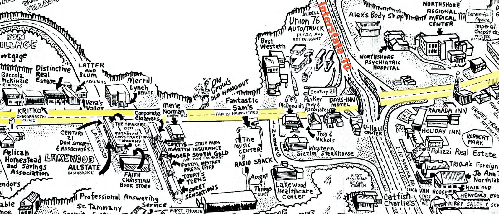 Tammany Family: Gause Blvd in 1985 - Map