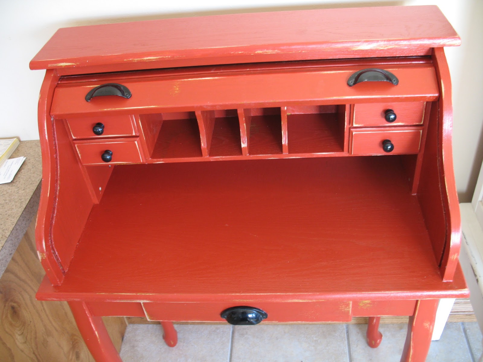 shabby and chic: Red Roll Top Desk