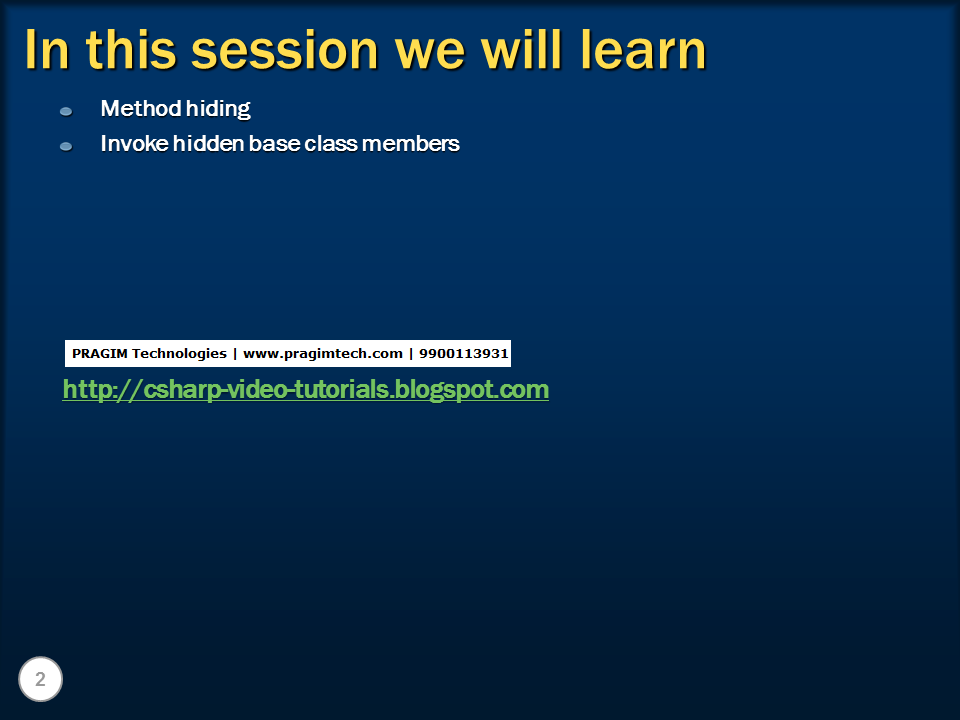Sql server, .net and c# video tutorial: Part 22 – Method hiding in C#