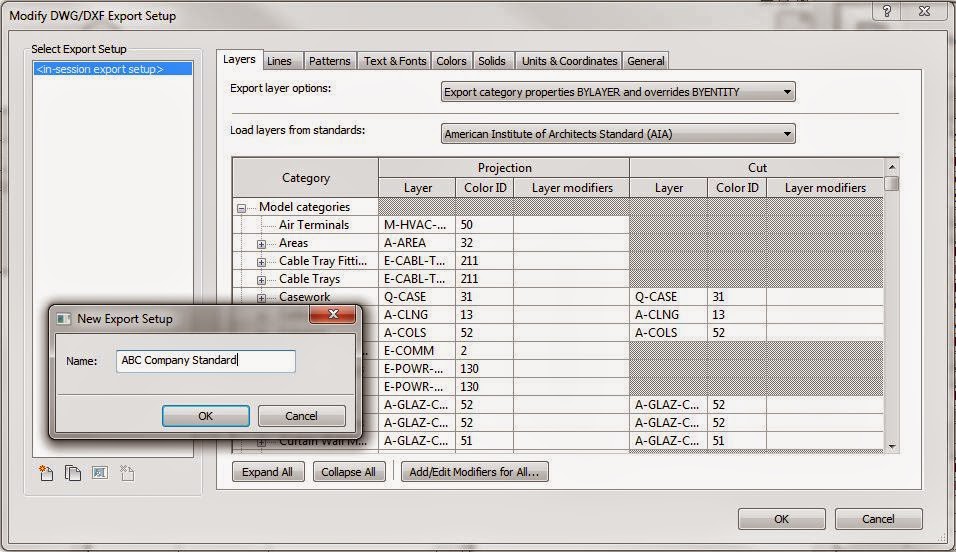 Revit-SG: Creating or Modifying DWG/DXF Export Layers Standard for Organization