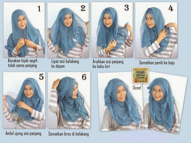 4 Gambar Tutorial Hijab Paris Segi 4 Terbaru 2017