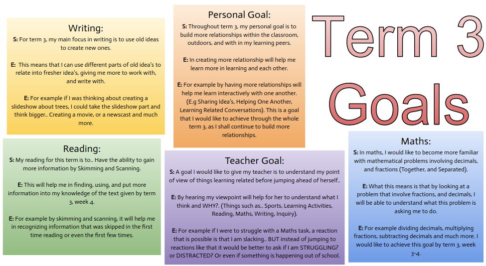 Losana @ Tamaki Primary School: 📝My Goals For Term 3 📝