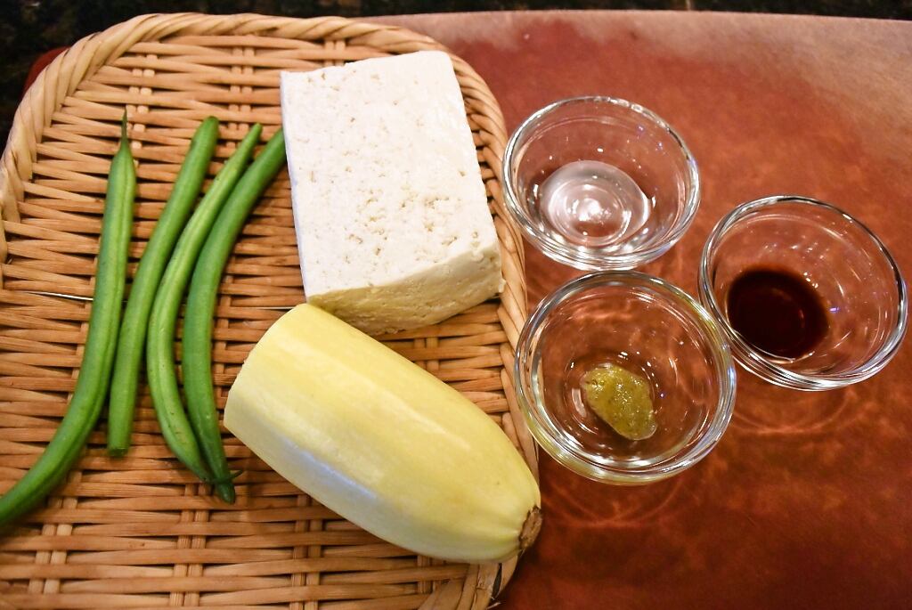 Recipes for Tom: Tofu to zukkiini, ingen no yuzukosho-itame / stir ...