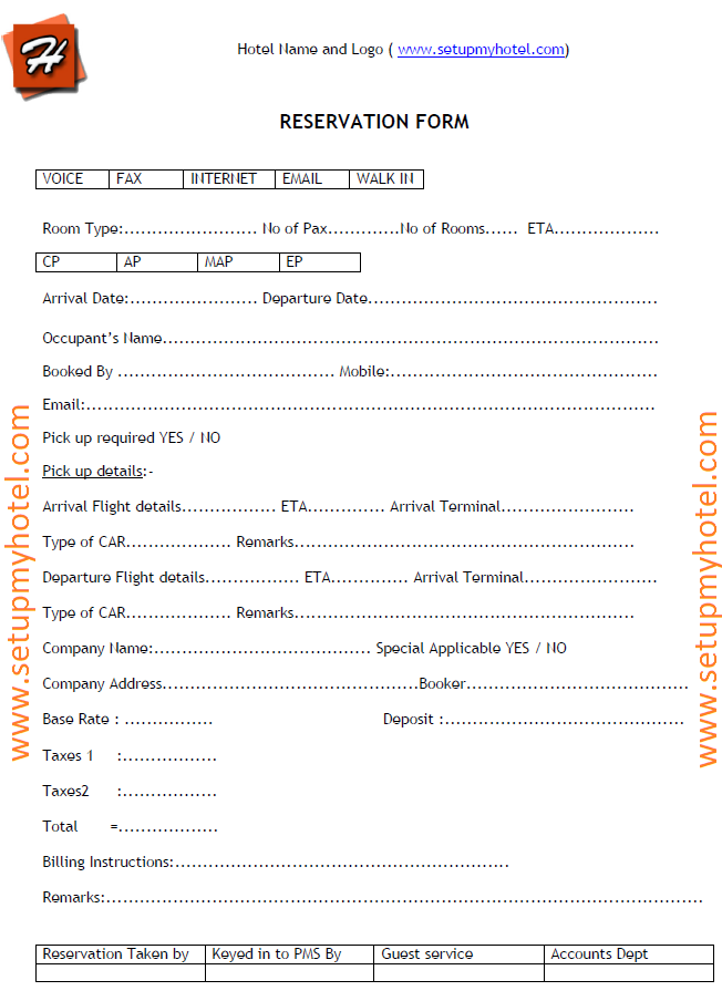 KELOMPOK 1 - RESERVATION FORM | 23HR2 D3 PERHOTELAN